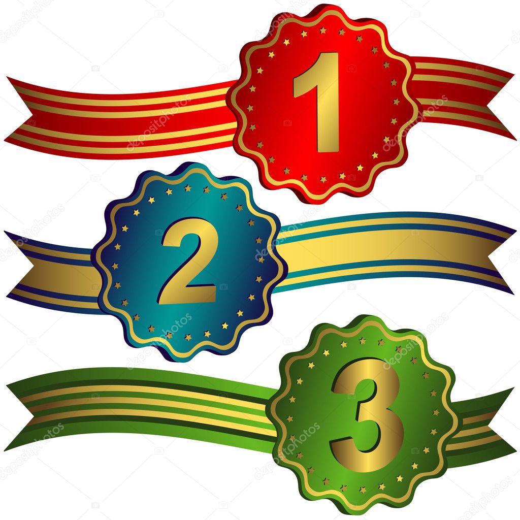 Set awards with ribbons and stars — Stock Vector © OlgaDrozd #2812899