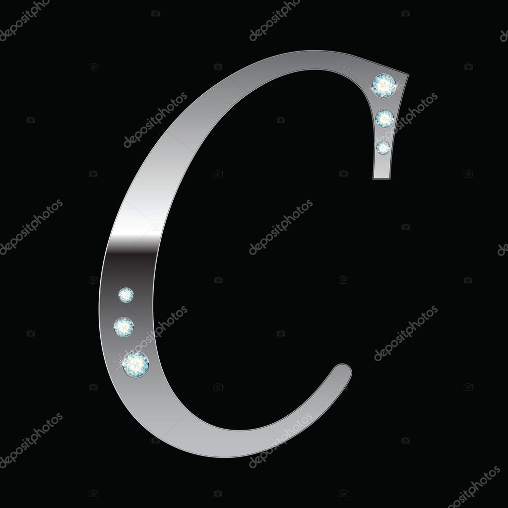 Silver metallic letter C — Stock Vector © SSylenko #2772113