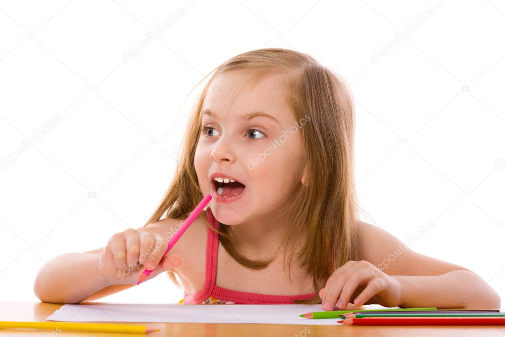 Girl drawing — Stock Photo © olgasweet #3804045