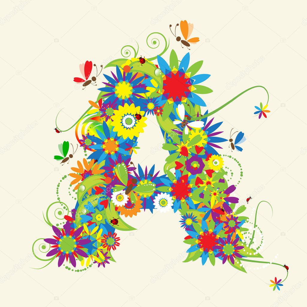 Letter A Floral Design — Stock Vector © Kudryashka 3097199
