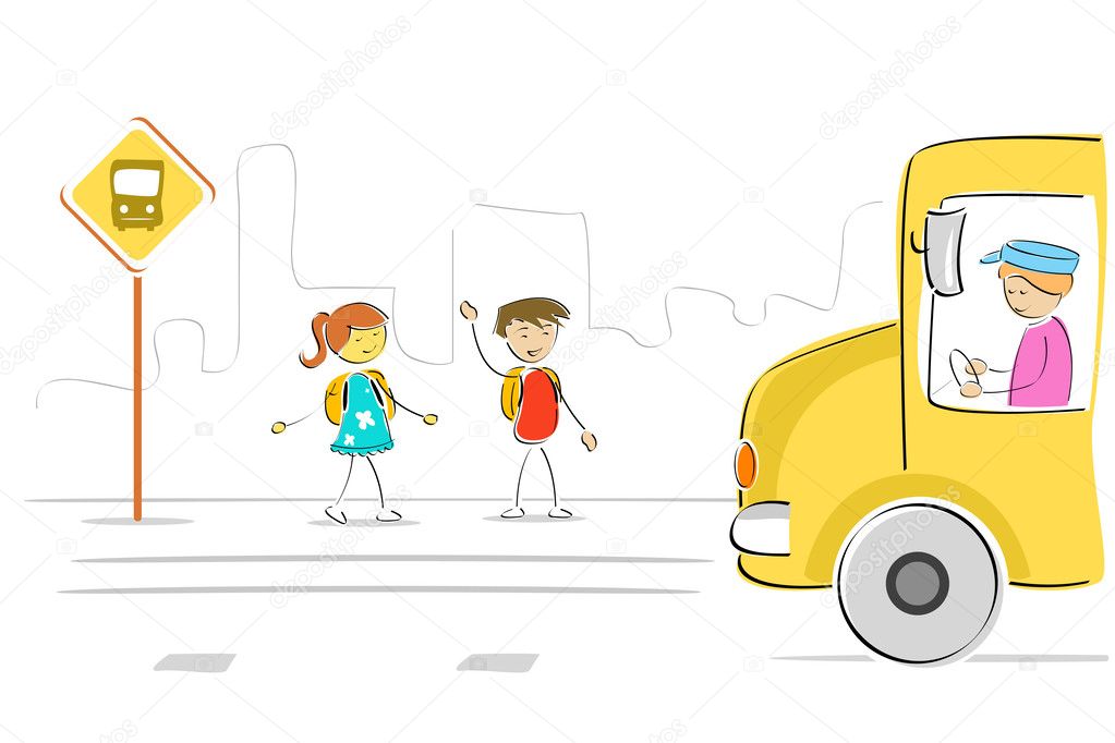 Kids at bus stop — Stock Photo © get4net #4165105