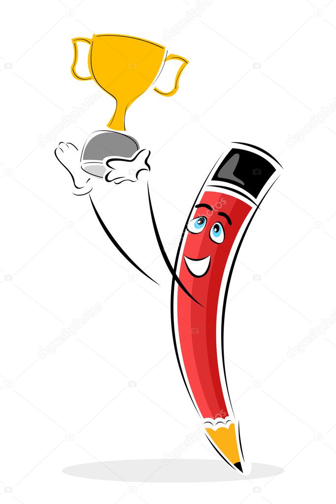 Pencil holding trophy Stock Photo by ©get4net 4246661