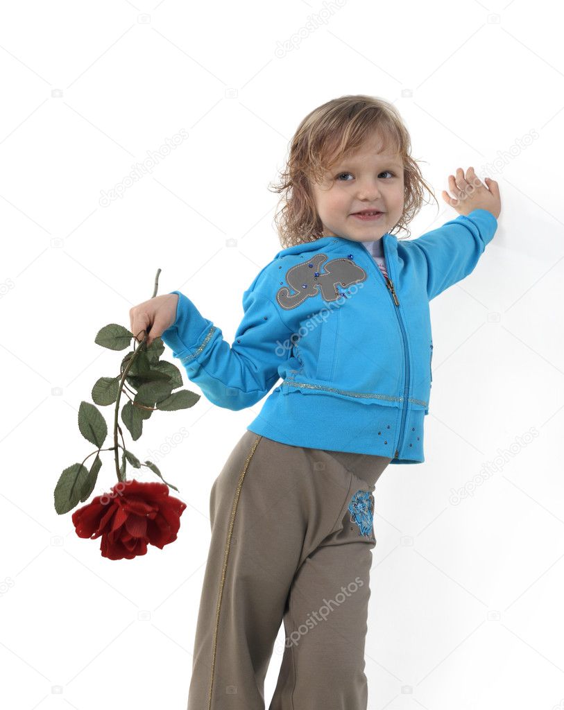 Little girl with a red rose — Stock Photo © Aptyp_koK #2845977