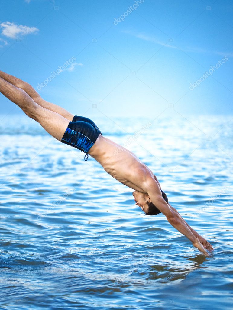 Swimmer jumping — Stock Photo © chaoss #3739066