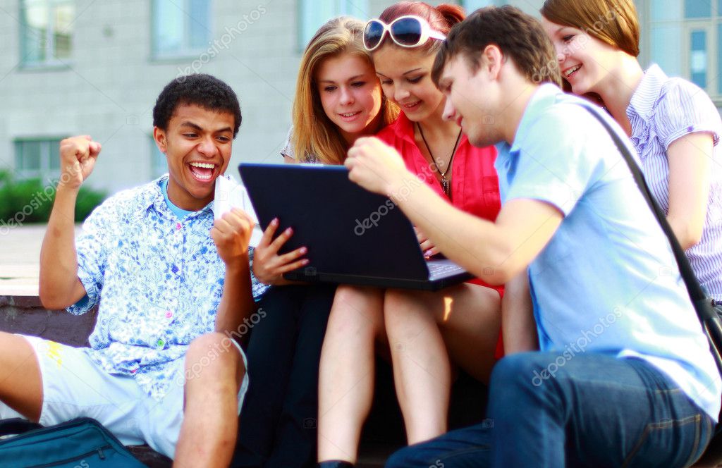 Students sitting together at school — Stock Photo © depositedhar #4178245