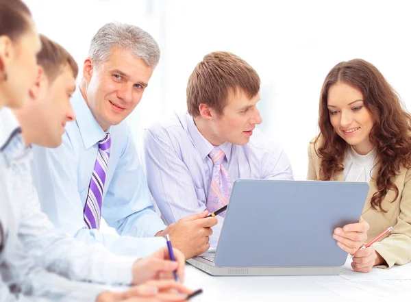 Workgroup interacting in natural work environment - Stock Image ...