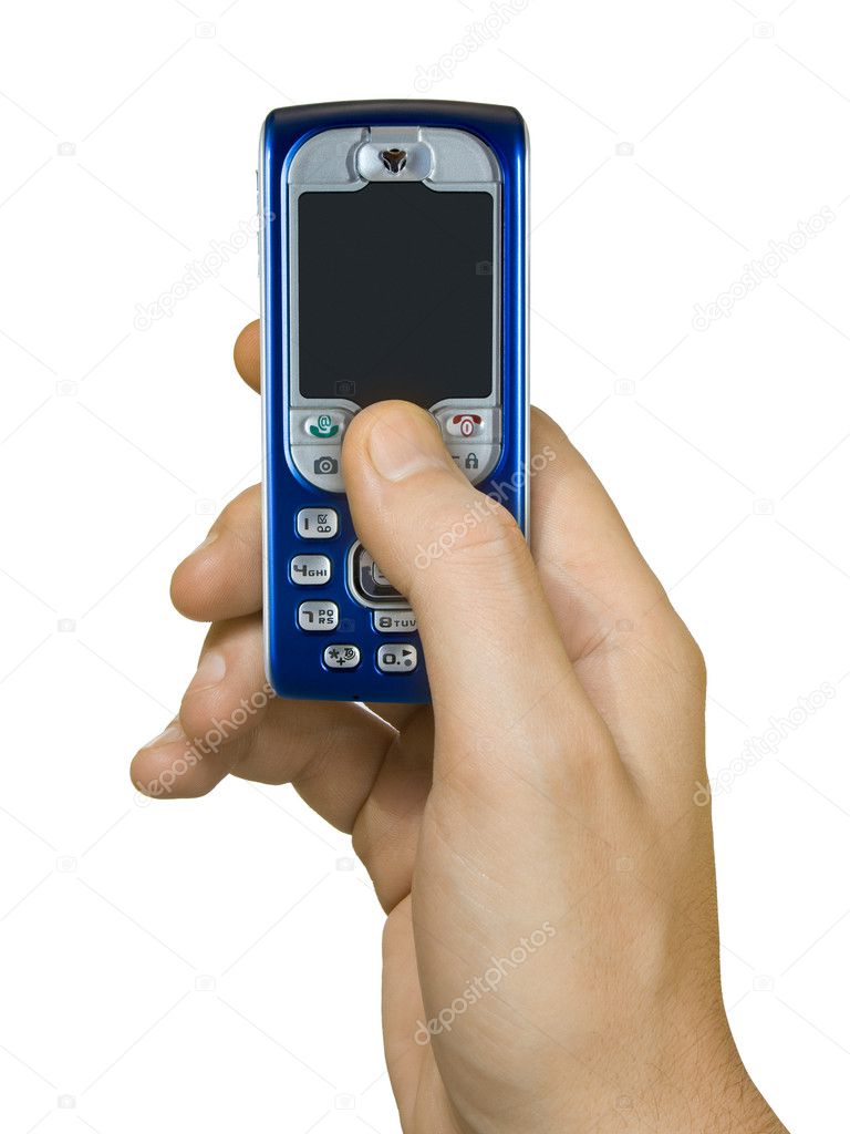 Mobile phone in hand Stock Photo by ©Violin 3793696
