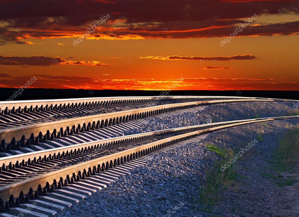 Stock Photography Railway Into The Sunset Stock Image