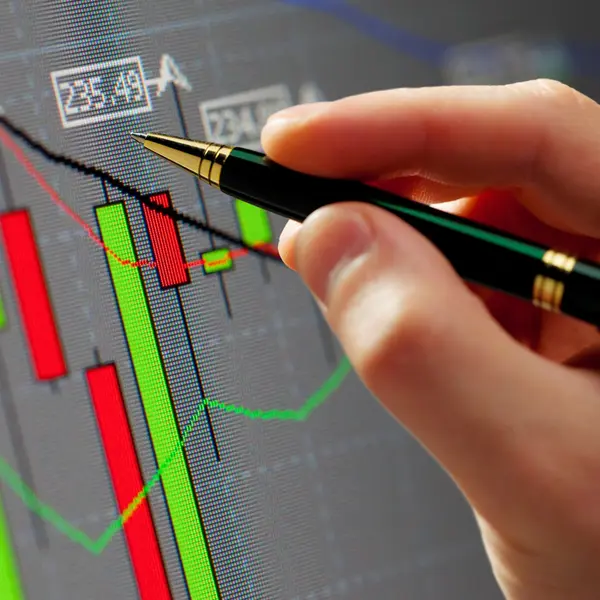 Hand and pen pointer, chart — Stock Photo © Irochka #1333797