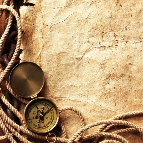 Compass, rope and glasses — Stock Photo © Irochka #5119543