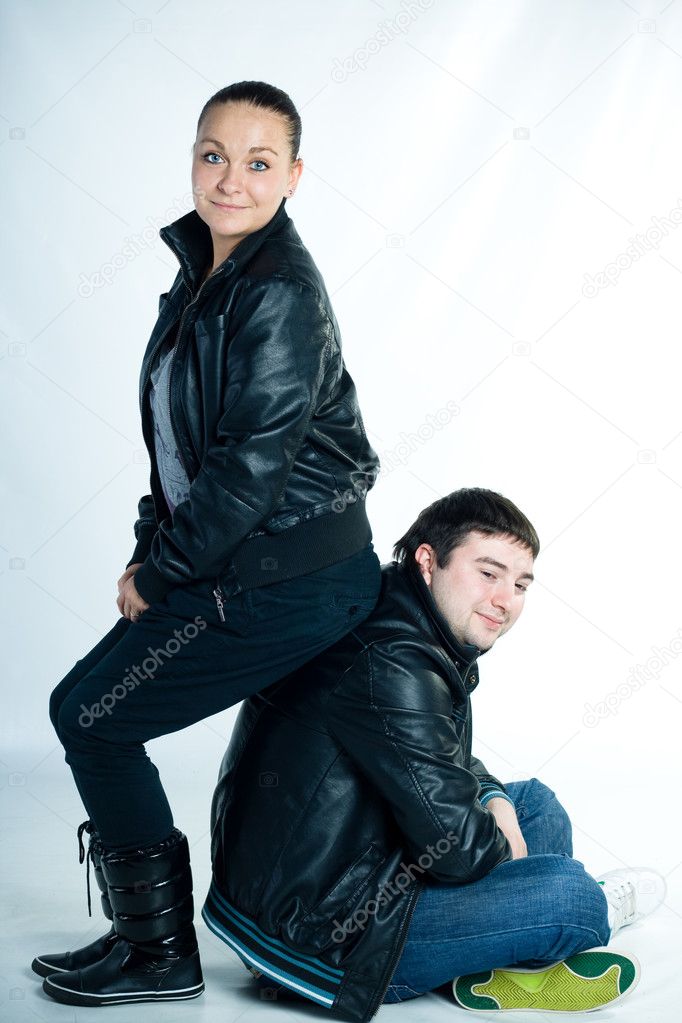 Happy woman sitting on man — Stock Photo © polinef #2889142