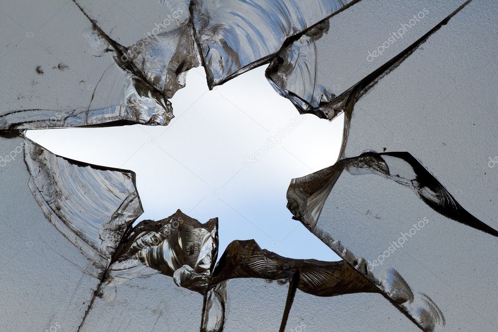 Glass broken hole cracks — Stock Photo © Olegusk #3888473