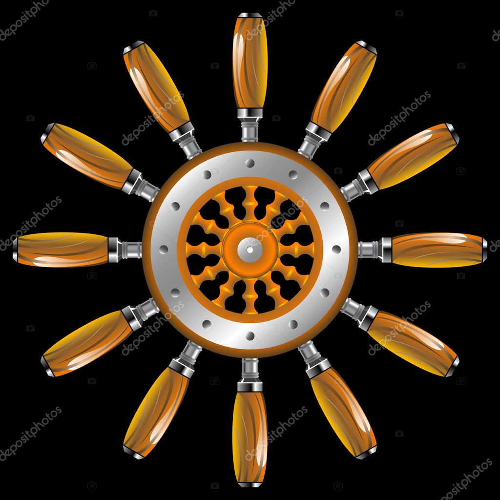 Ship wheel against black Stock Vector Image by ©robertosch #3660929