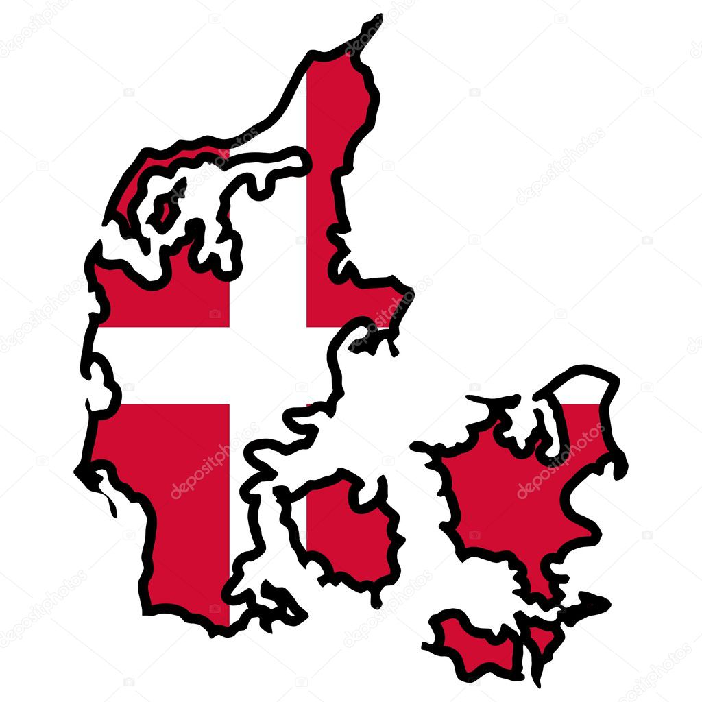 Map in colors of Denmark — Stock Vector © Perysty #3221066