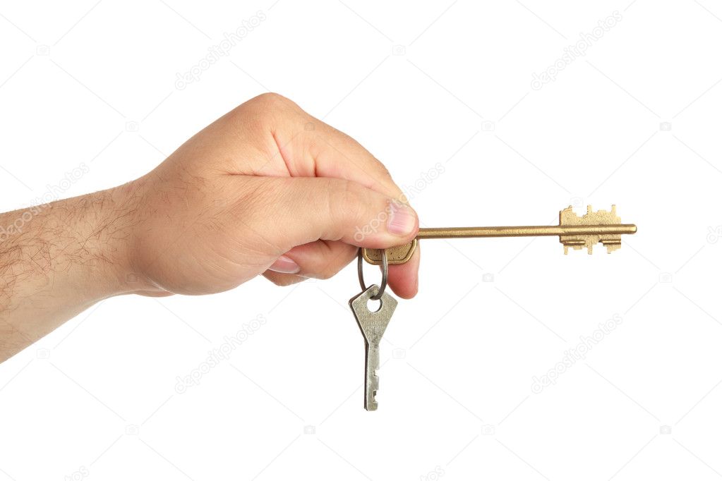 Man's hand with lock key — Stock Photo © deduhin #3407701
