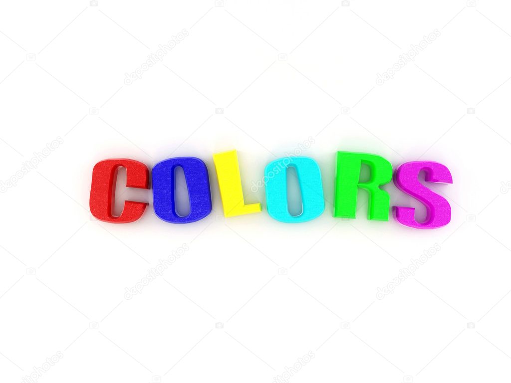 Word colors from of the letters in different colors. 3d — Stock Photo ...
