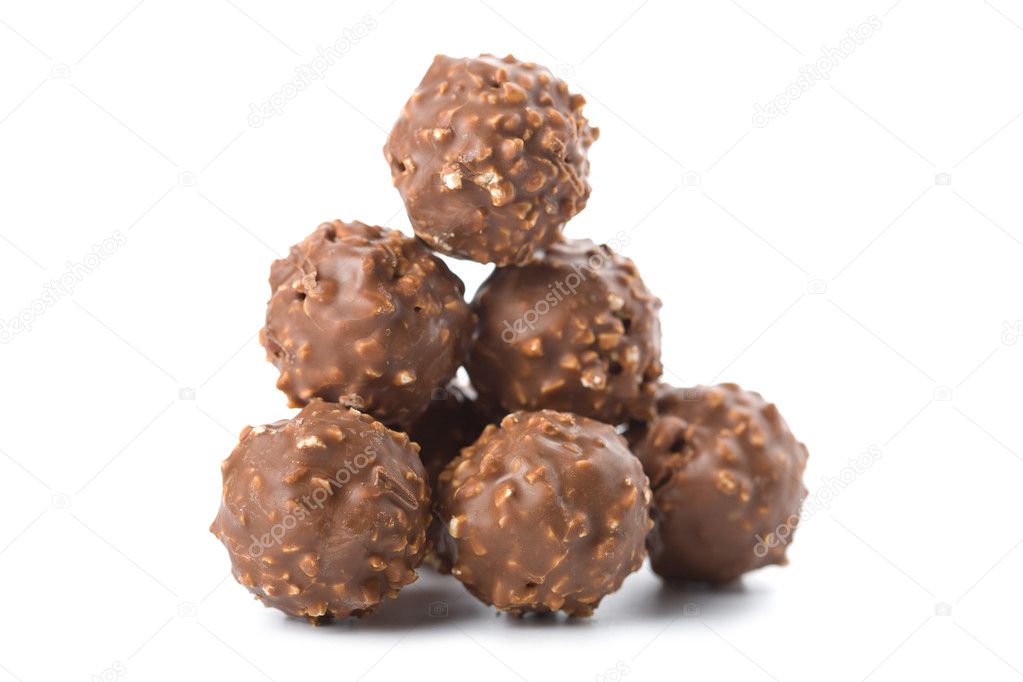 Round chocolate candies isolated Stock Photo by ©duskbabe 3026990