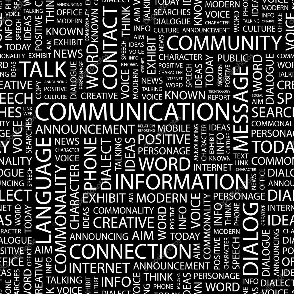 COMMUNICATION. Word collage on black background. — Stock Vector ...