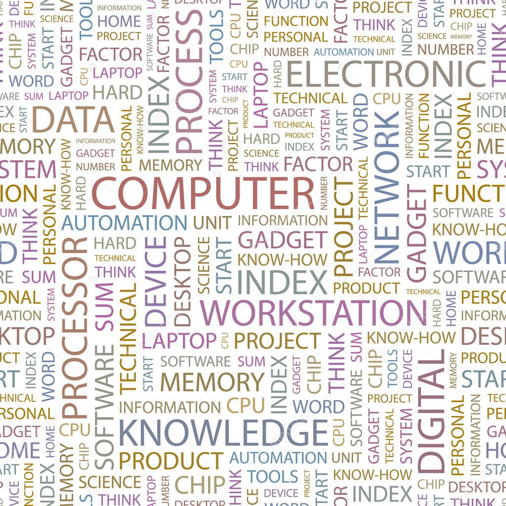 COMPUTER. Word collage on white background. Vector illustration ...