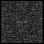 MEDICINE. Word collage on black background Stock Vector Image by ...