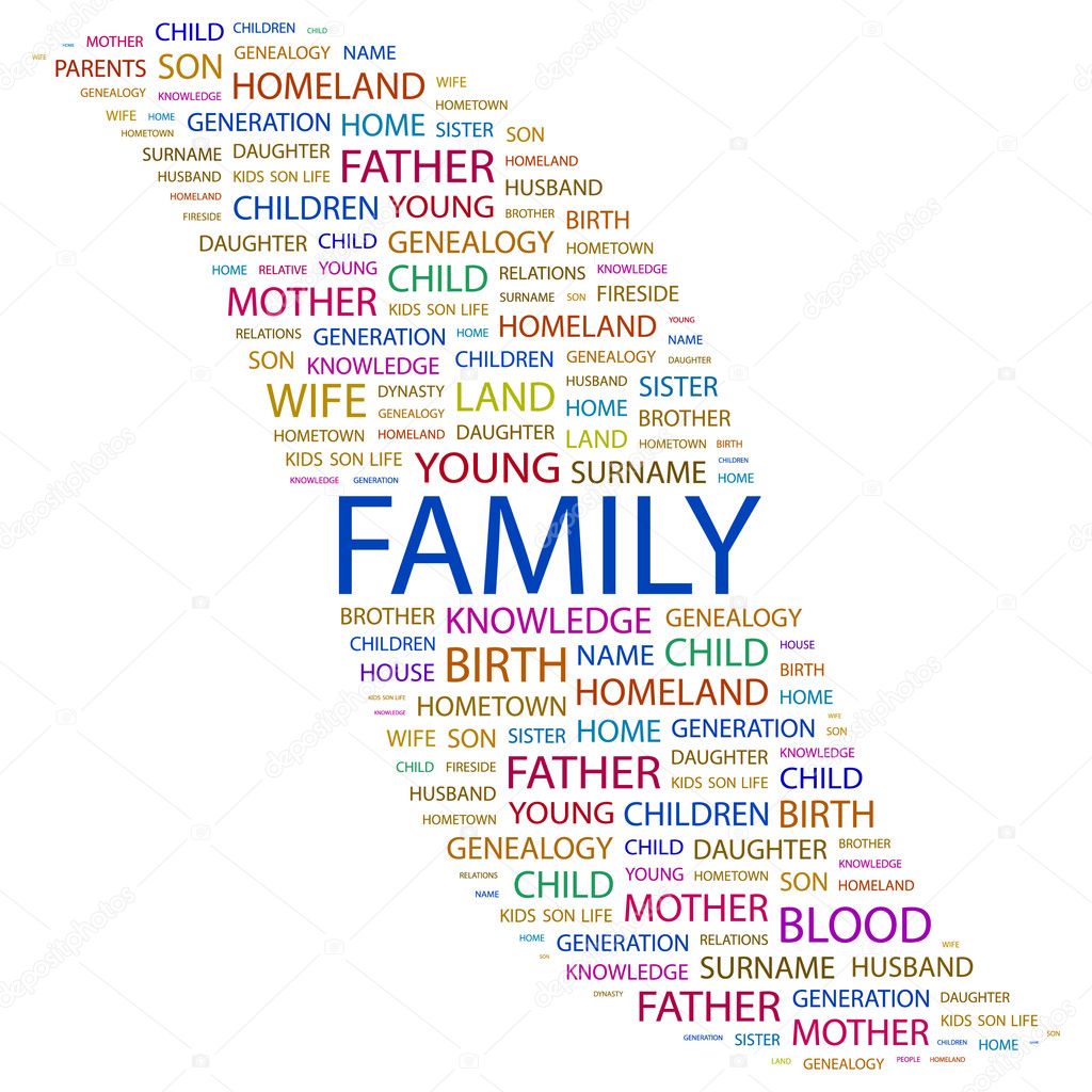 Family. Word collage on white background — Stock Vector © studiom1 #3506789