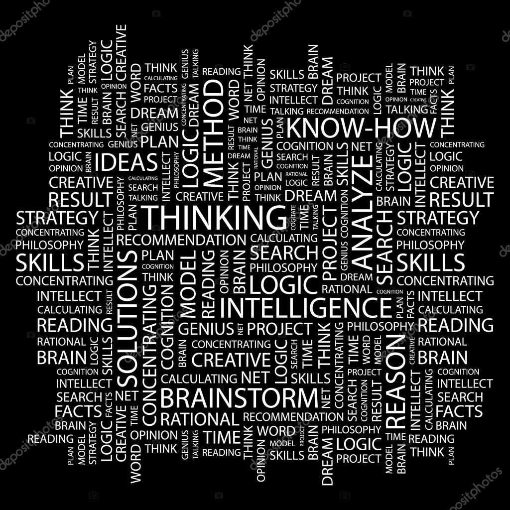 THINKING. Word collage on black background Stock Vector Image by ...