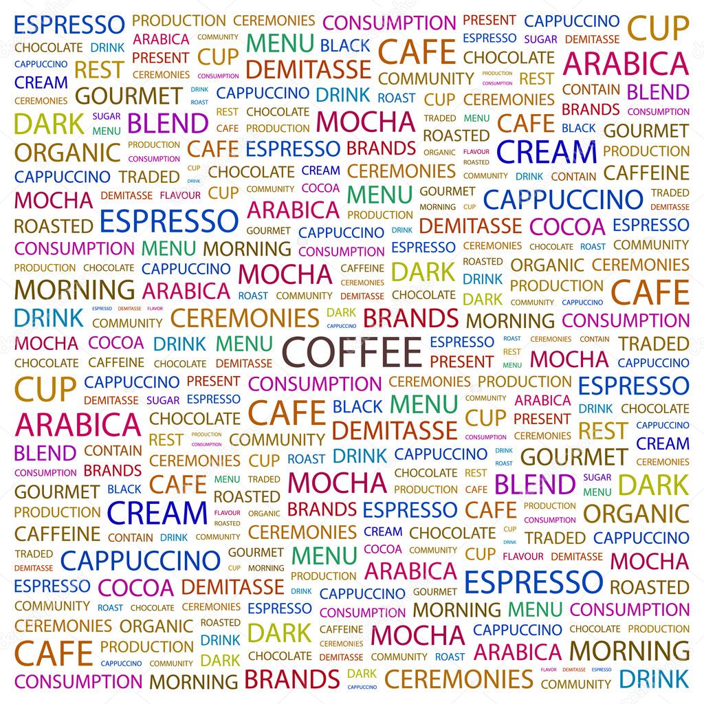 COFFEE. Word collage on white background Stock Vector Image by ...