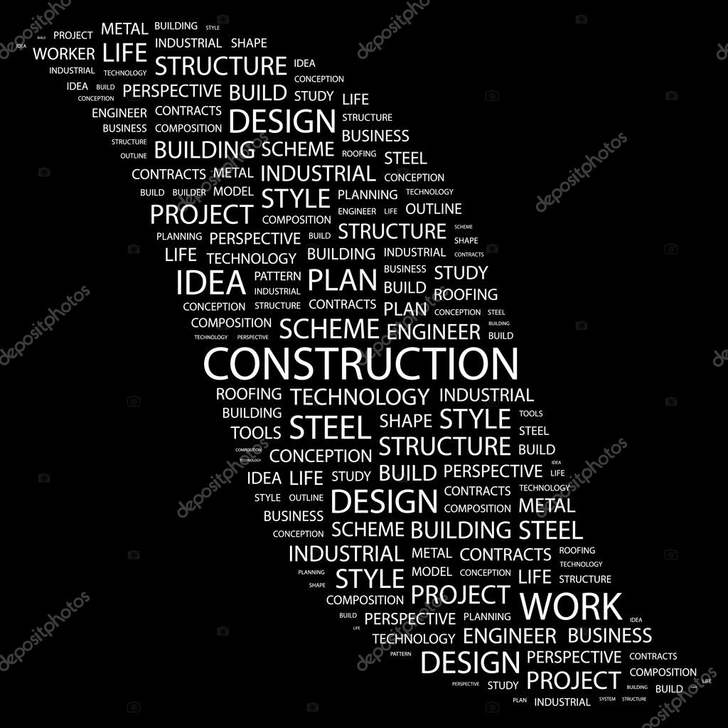 CONSTRUCTION. Word collage on black background Stock Vector Image by ...