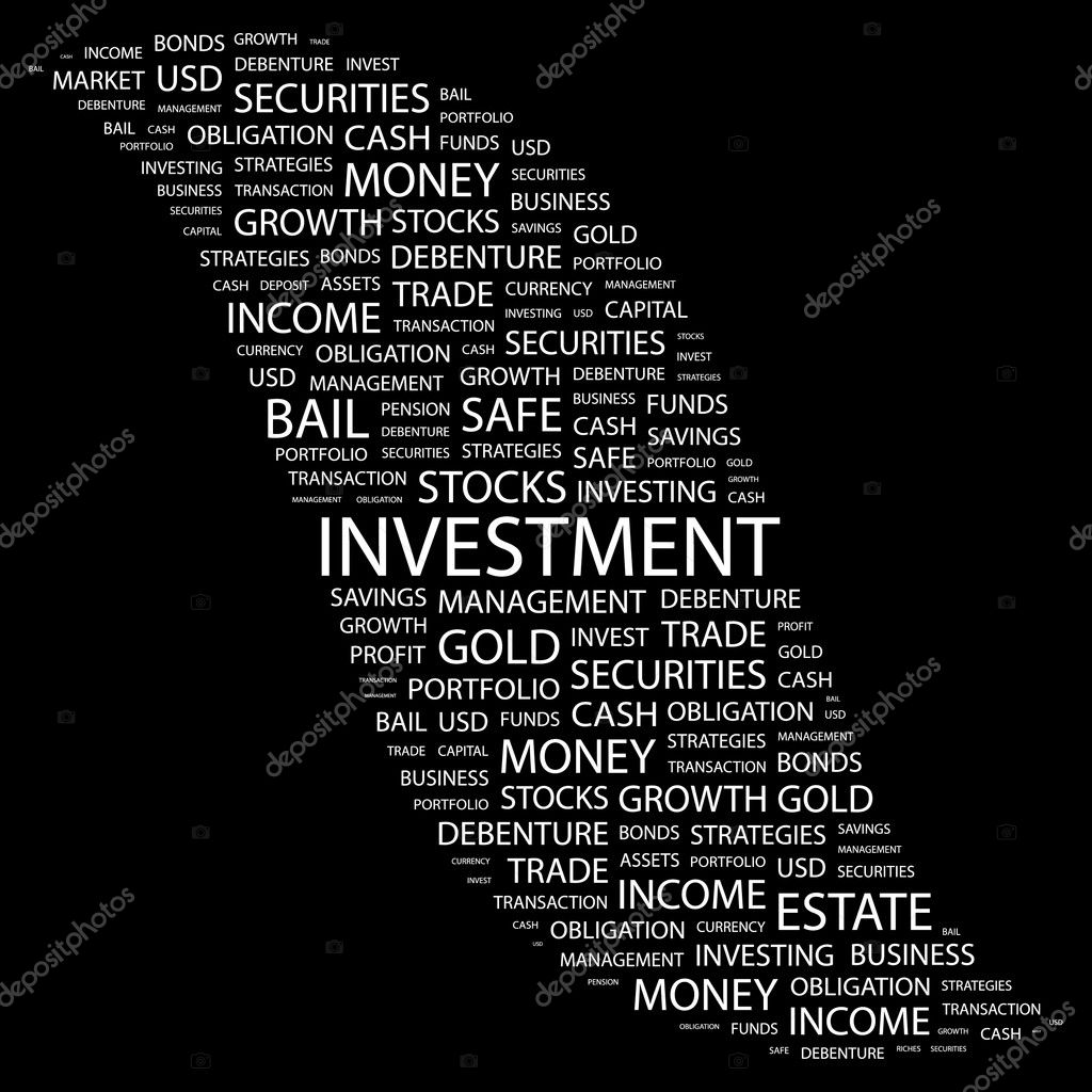 INVESTMENT. Word collage on black background. Stock Vector Image by ...