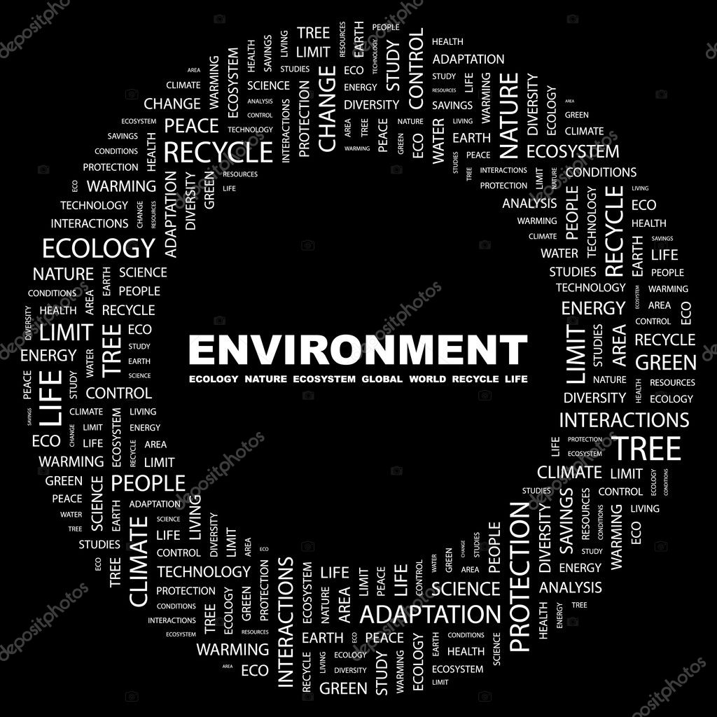 ENVIRONMENT. Word collage on black background Stock Vector Image by ...