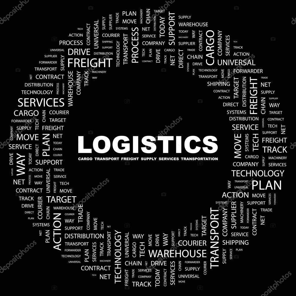 LOGISTICS. Word collage on black background Stock Vector Image by ...