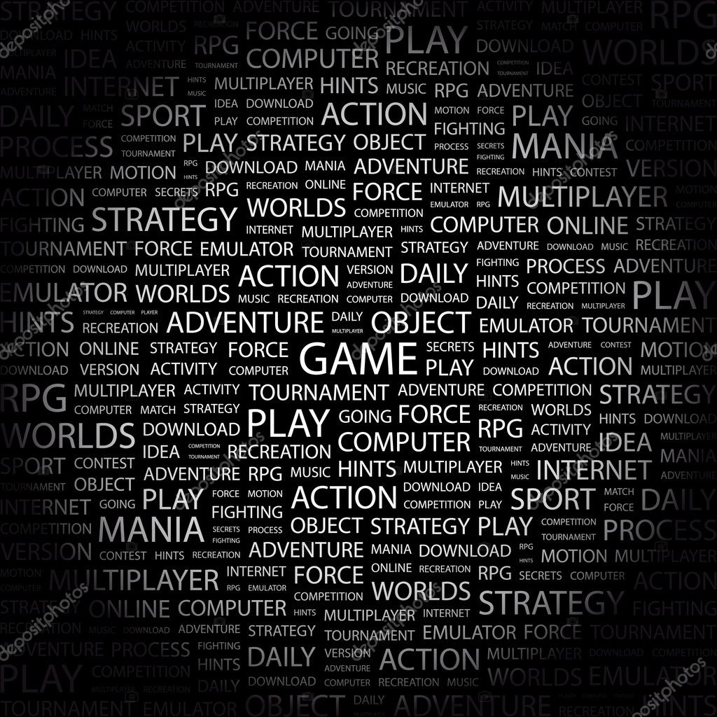 GAME. Word collage on black Stock Vector Image by ©studiom1 #3510233