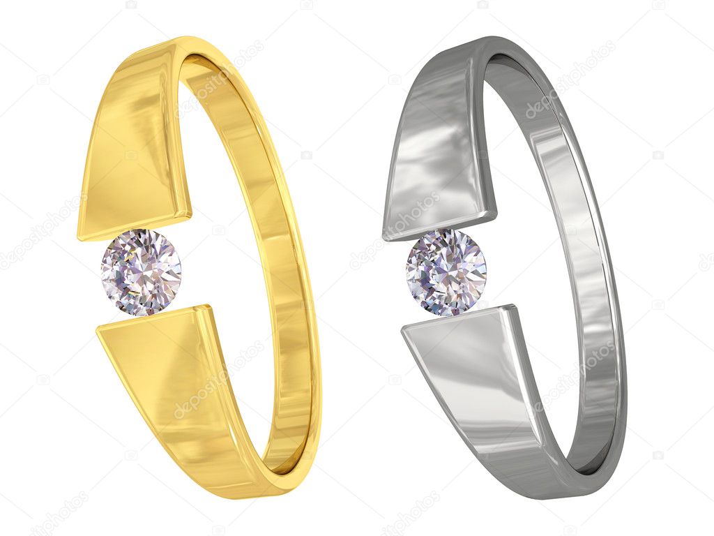 Gold and silver rings with diamonds — Stock Photo © madbit #2701399