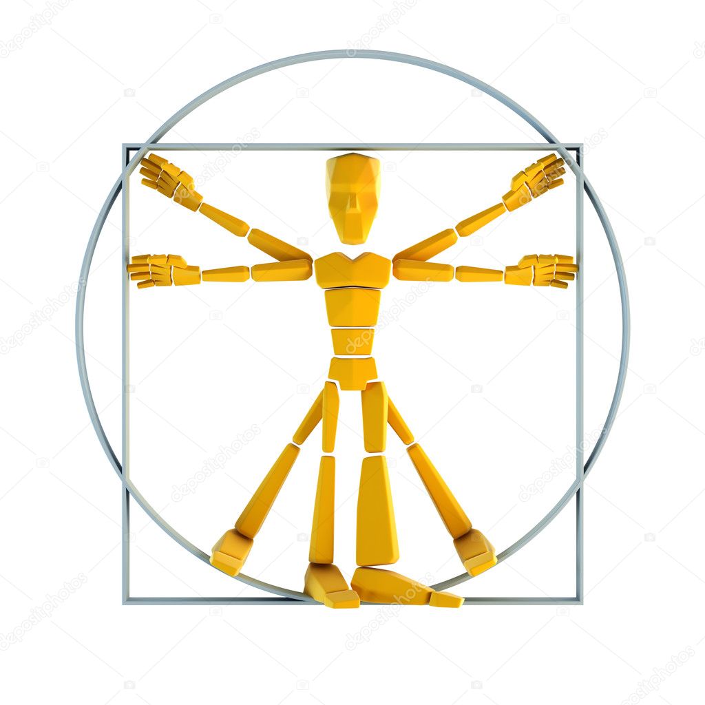 Symbolic man inscribed into circle and square — Stock Photo © auriso ...