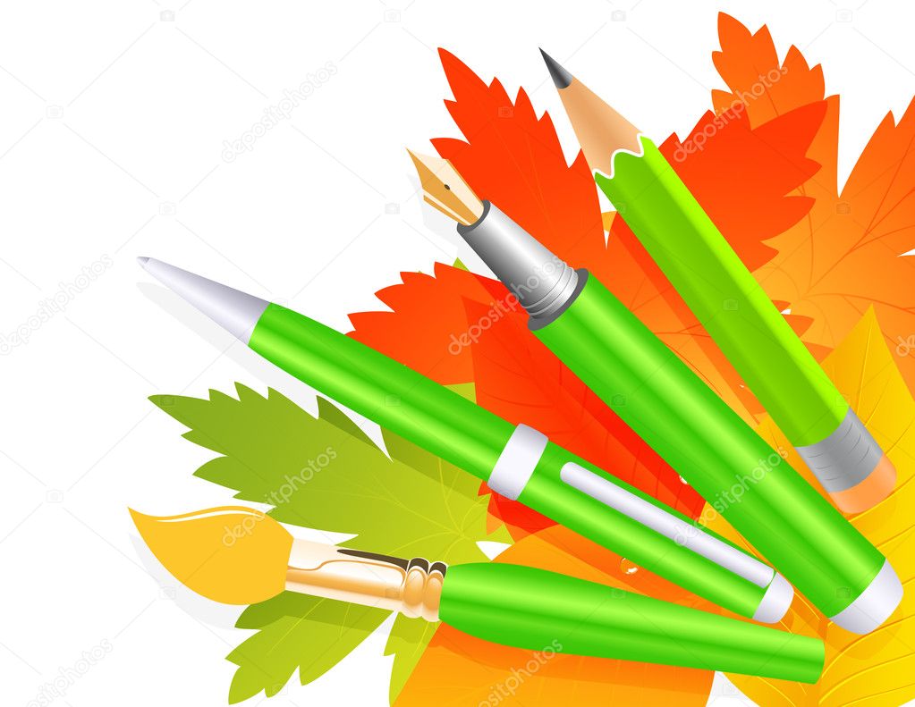 Autumn pen and pencils — Stock Vector © alegria #3794124