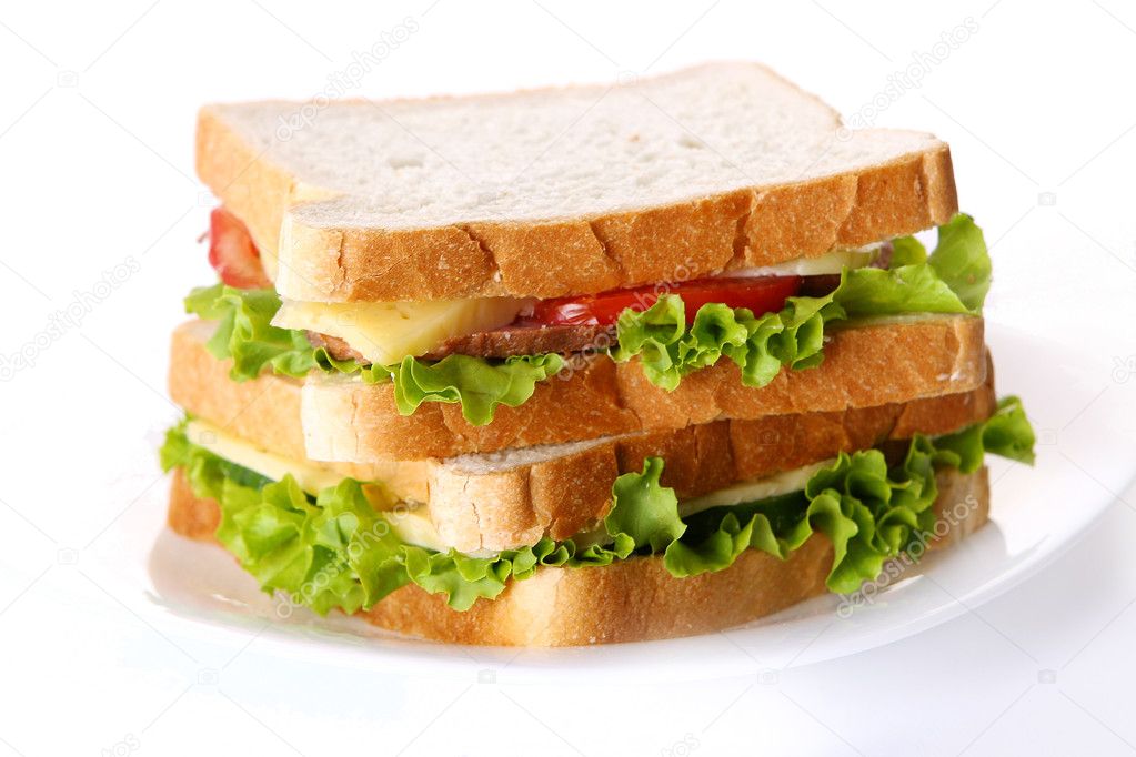 Fresh sandvich with vegetables and tomatoes — Stock Photo ...
