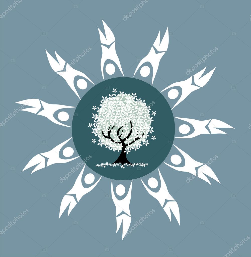 Abstract human silhouettes caring tree — Stock Vector © Chantall #3615929 Abstract human silhouettes caring tree — Stock Vector © Chantall #3615929