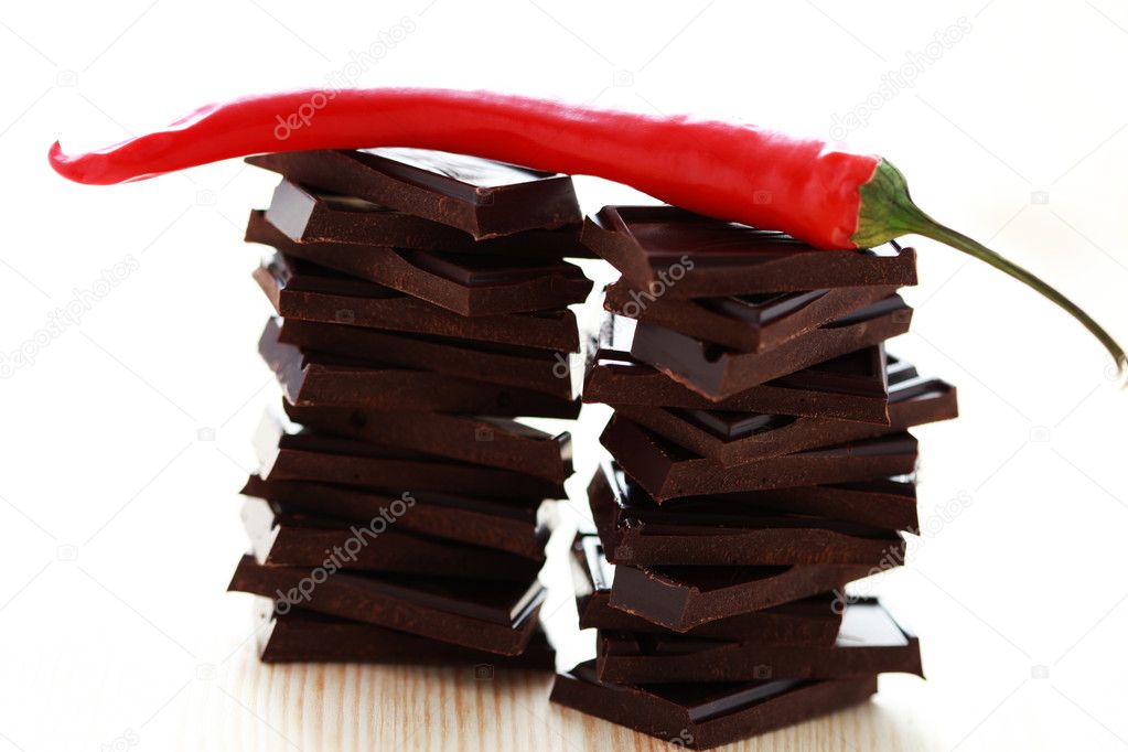 Dark chocolate with chilli pepper — Stock Photo © matka_Wariatka #3080502
