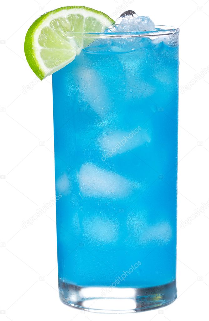 Blue Curacao cocktail with lime — Stock Photo © Nitrub #3400974