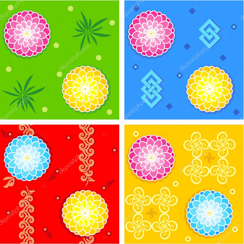Seamless oriental style patterns — Stock Vector © ratselmeister #2991843