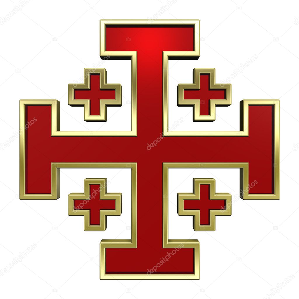 Red with gold frame heraldic cross — Stock Photo © ppart1 #2704807