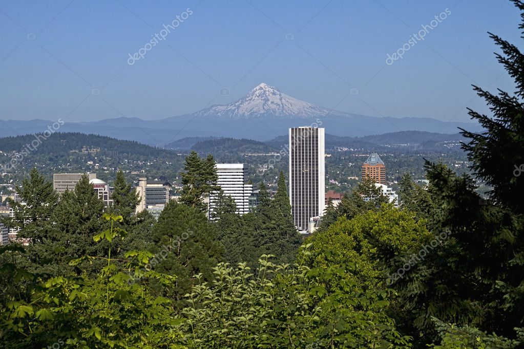 Portland Oregon Skyline and Mount Hood 2 — Stock Photo © davidgn #3510030
