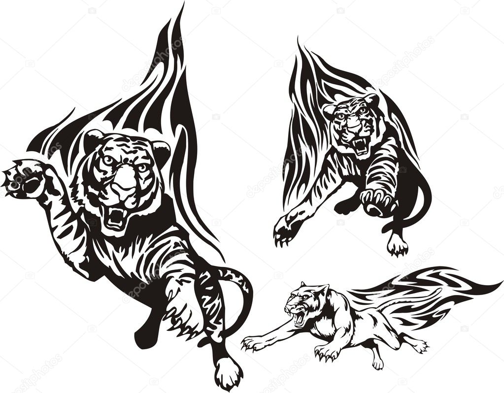 Flaming big cats. Stock Vector Image by ©Digital-Clipart #3195391