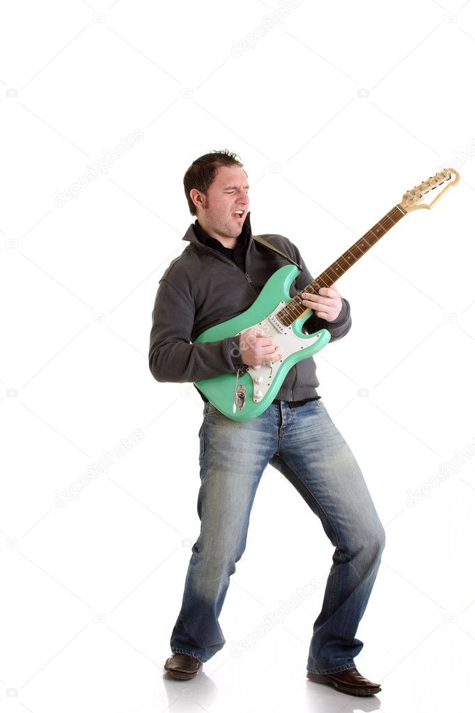 Rocker boy with e-guitar ⬇ Stock Photo, Image by © genious2000de #2731325