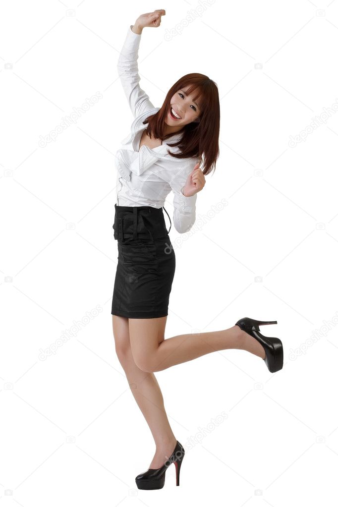Happy business woman dancing Stock Photo by ©elwynn 3921096