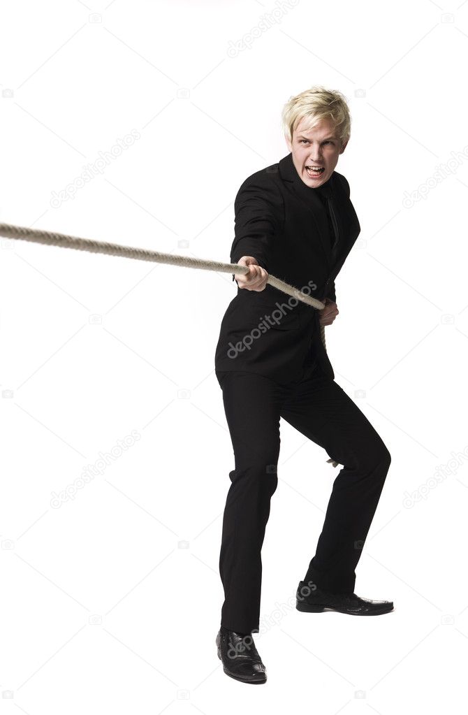 Man pulling a rope — Stock Photo © gemenacom #2959819