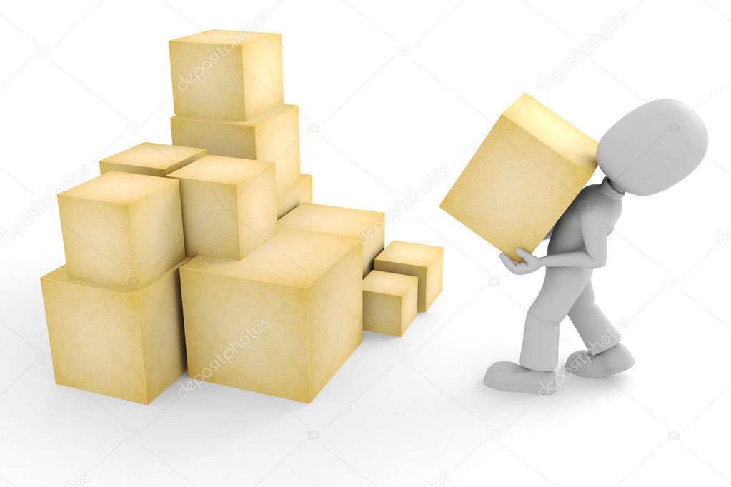 3d man and some boxes Stock Photo by ©digitalgenetics 2892970