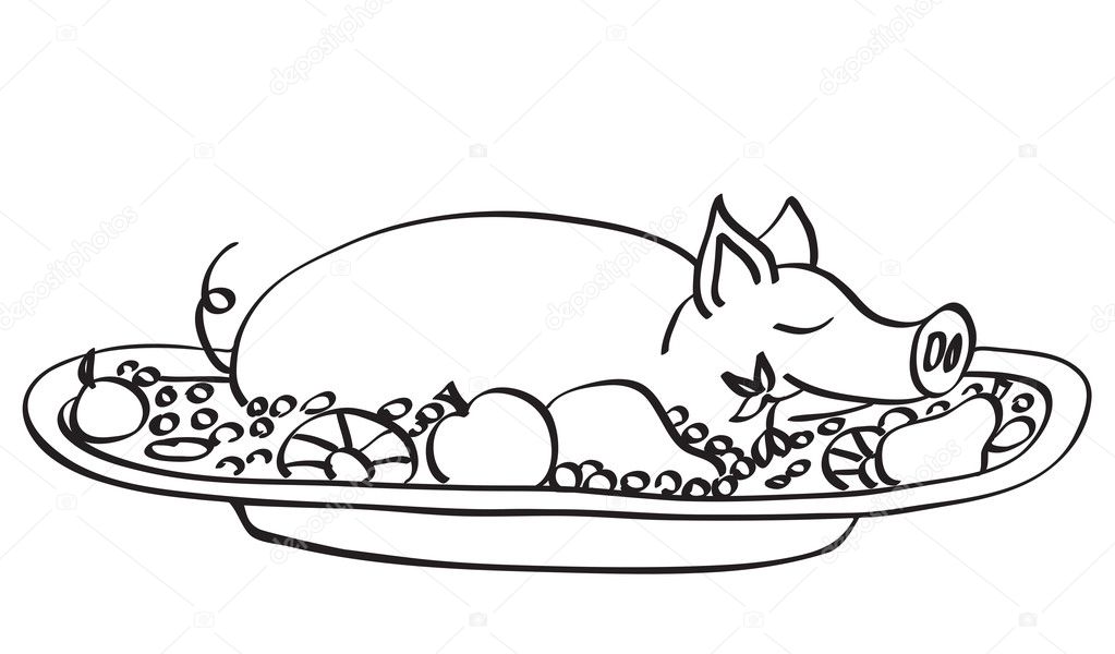 Young pork contour. — Stock Vector © Amalga #2938784