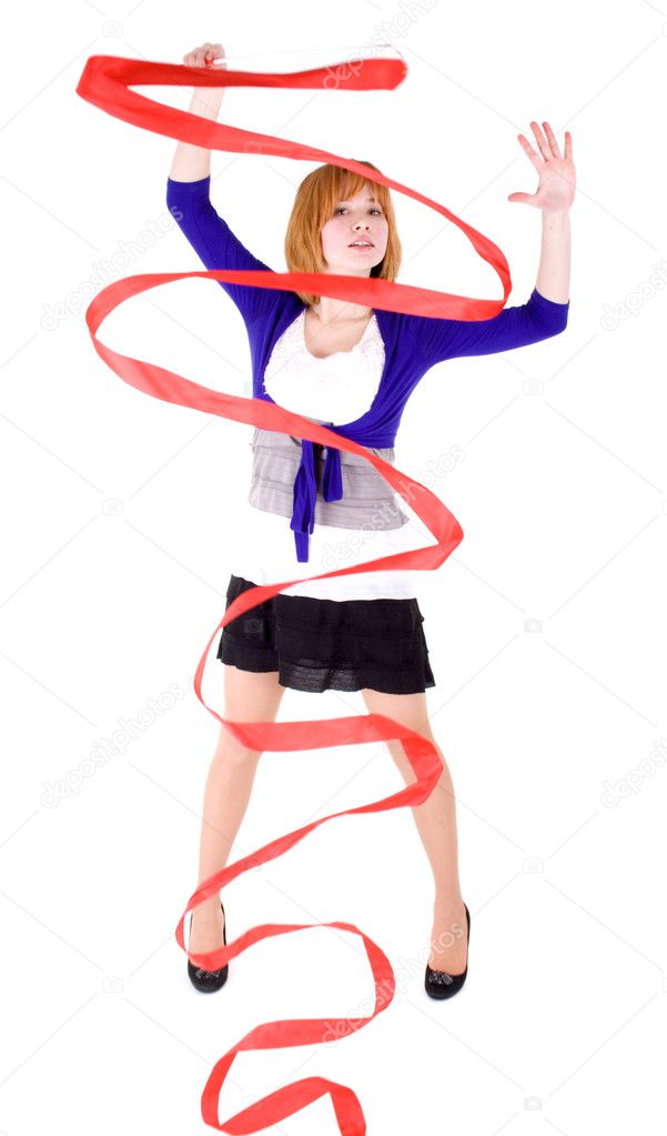 Girl with red ribbon Stock Photo by ©Zoreslava 2720504