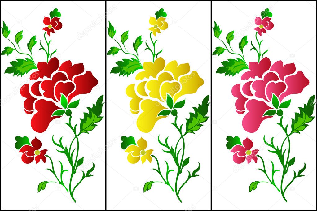 Flower pattern vertical, rose, tattoo Stock Vector by ©MariStep 3452906